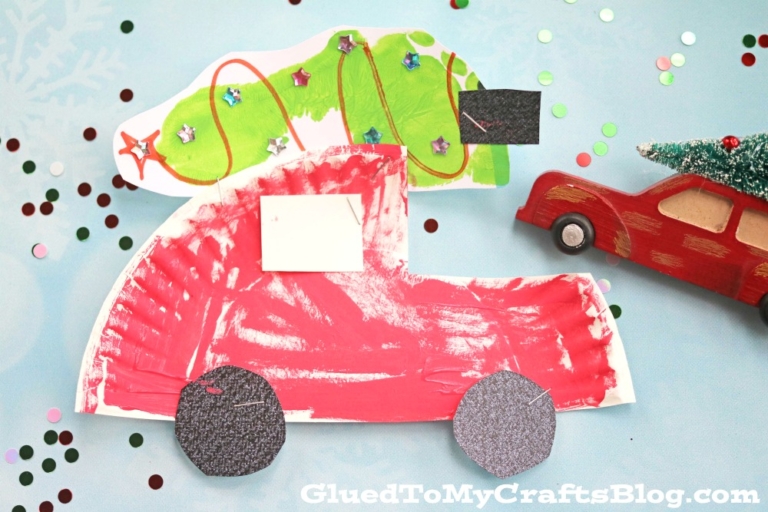Paper Plate Christmas Car Craft Idea For Kids