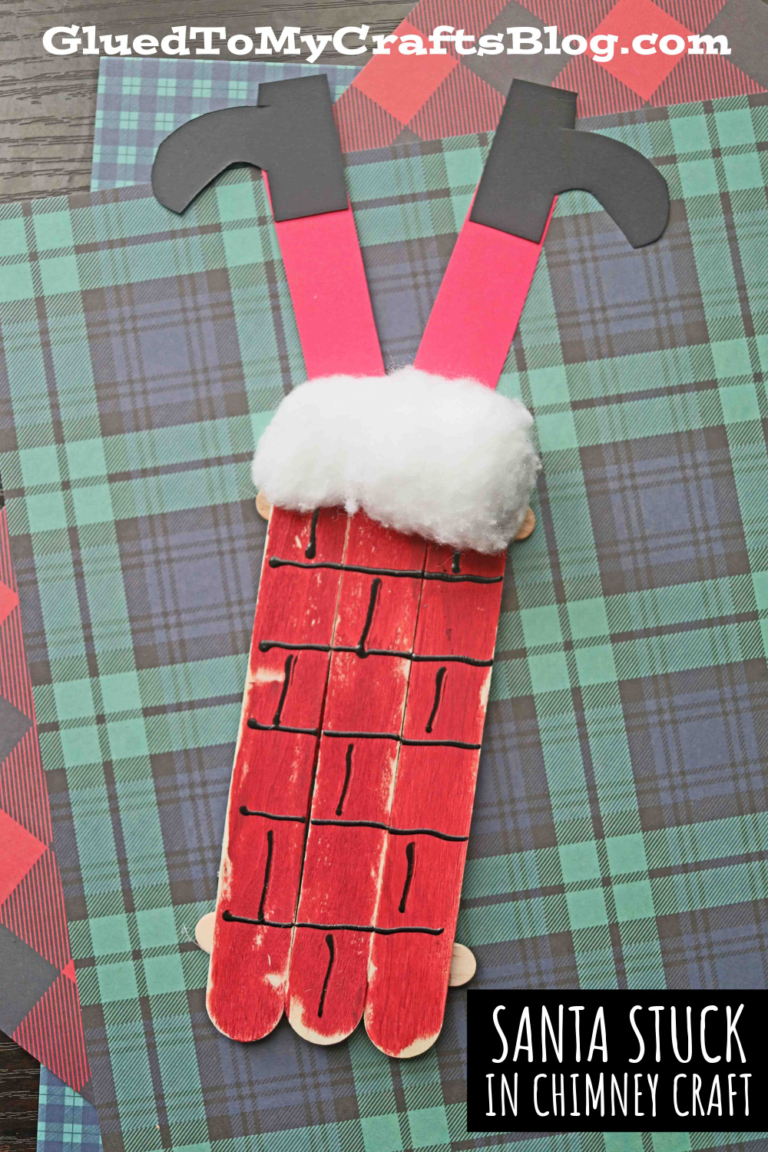 Popsicle Stick Santa Stuck in a Chimney Craft Idea