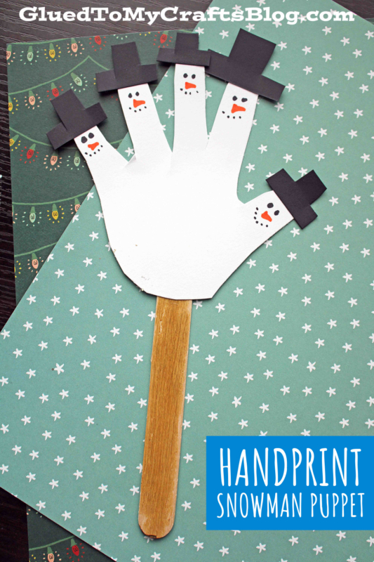 Craft Stick Handprint Christmas Puppets