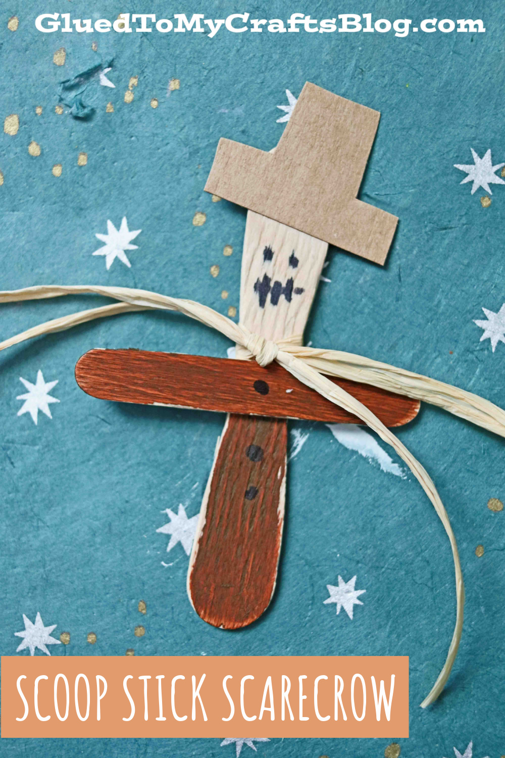 Scoop Stick Scarecrow Puppet Craft Idea For Fall