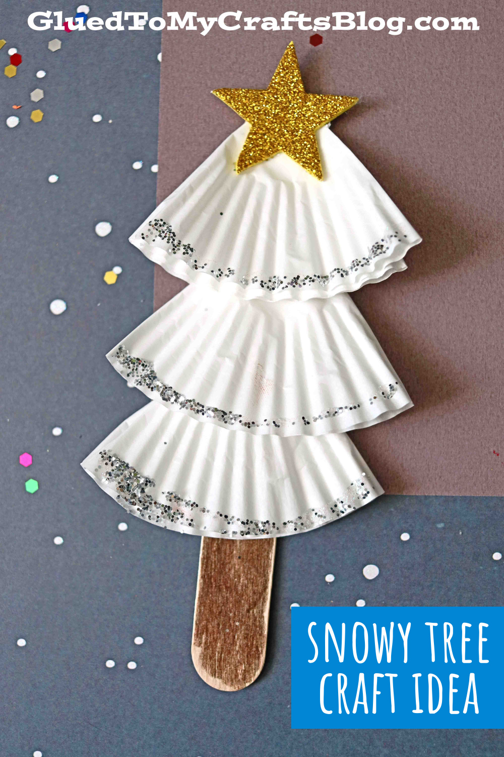 Cupcake Liner Snowy Tree Craft