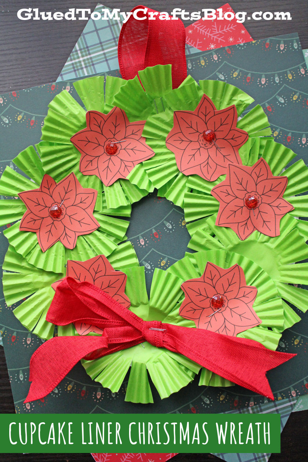 Cupcake Liner Christmas Wreath Craft
