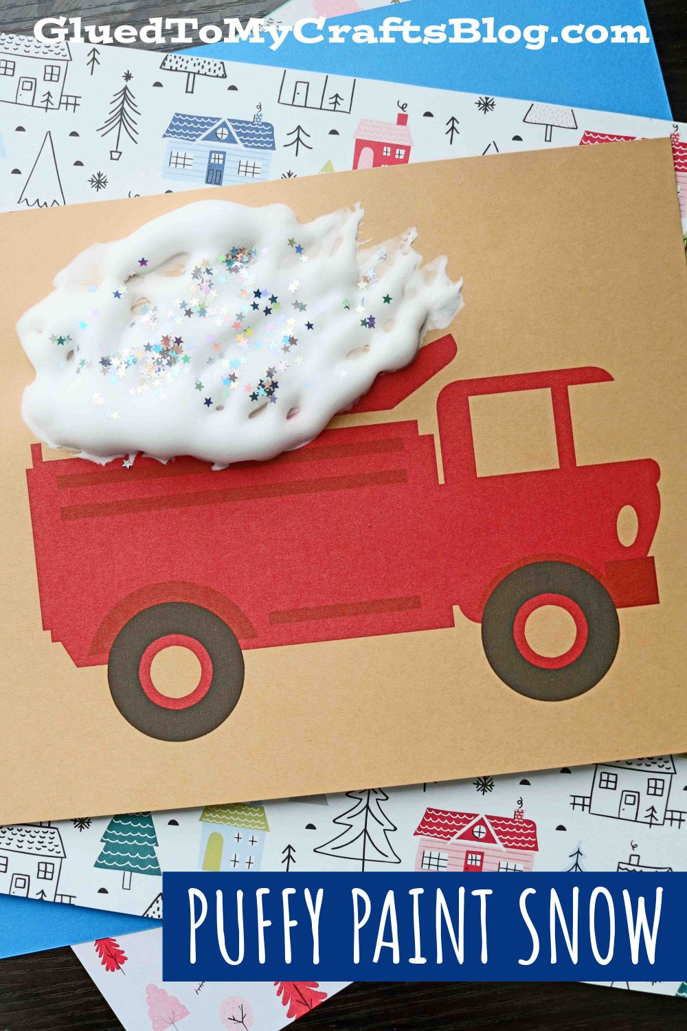 Puffy Paint Snow Truck Craft Idea For Winter