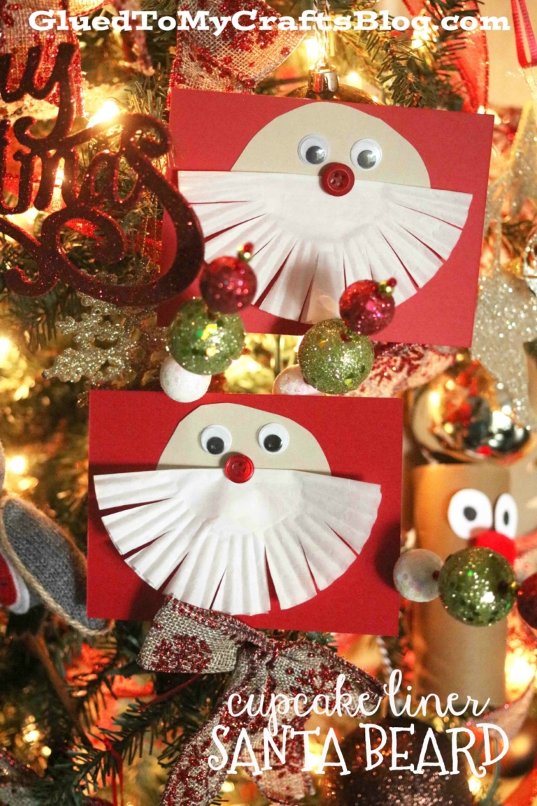 Cupcake Liner Santa Beard Cards
