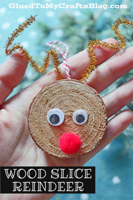 Wood Slice Reindeer Ornament