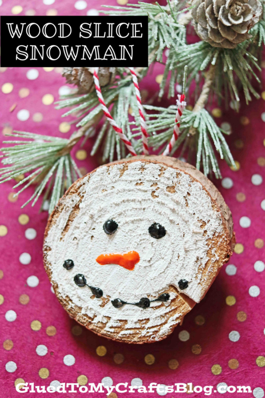 Wood Slice Snowmen Ornament Craft Idea