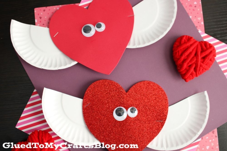 Heart With Paper Plate Wings Craft