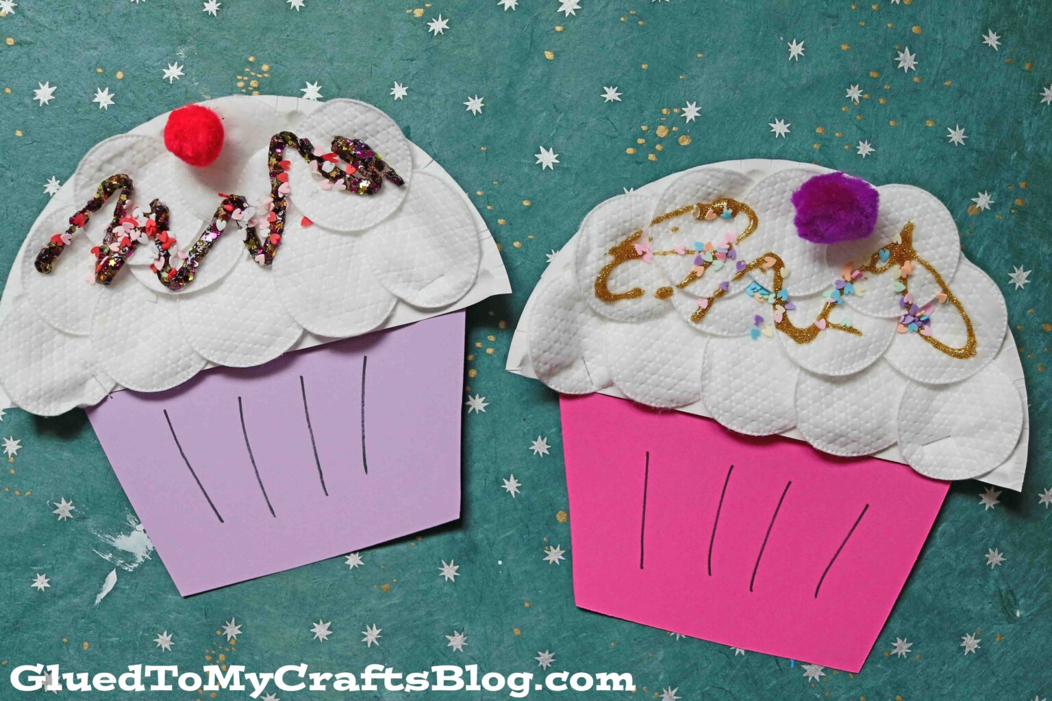 Paper Plate & Cotton Pad Cupcake Craft Idea
