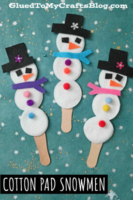 Cotton Pad Snowman Craft Idea For Kids