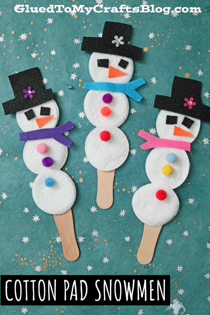 Cotton Pad Snowman Puppets