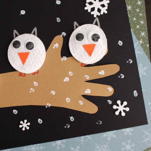 Cotton Pad Winter Owl Craft Idea For Kids