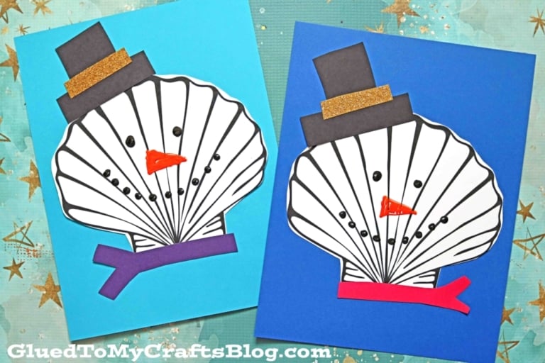 Paper Seashell Snowmen Craft Idea For Kids