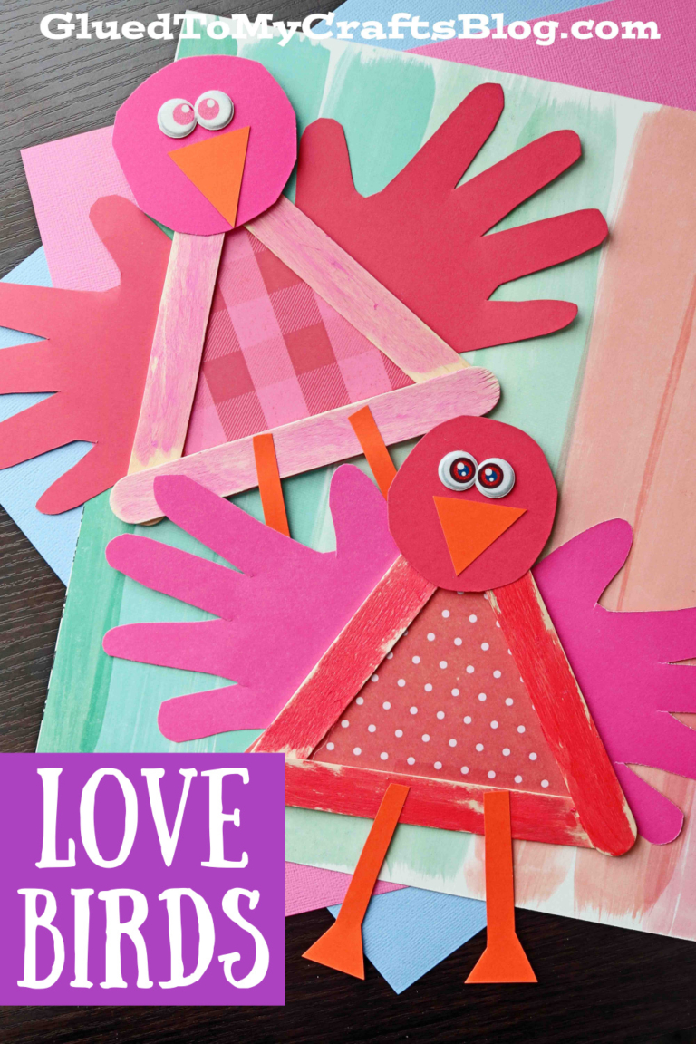 Popsicle Stick Love Bird Craft Idea For Valentine's Day