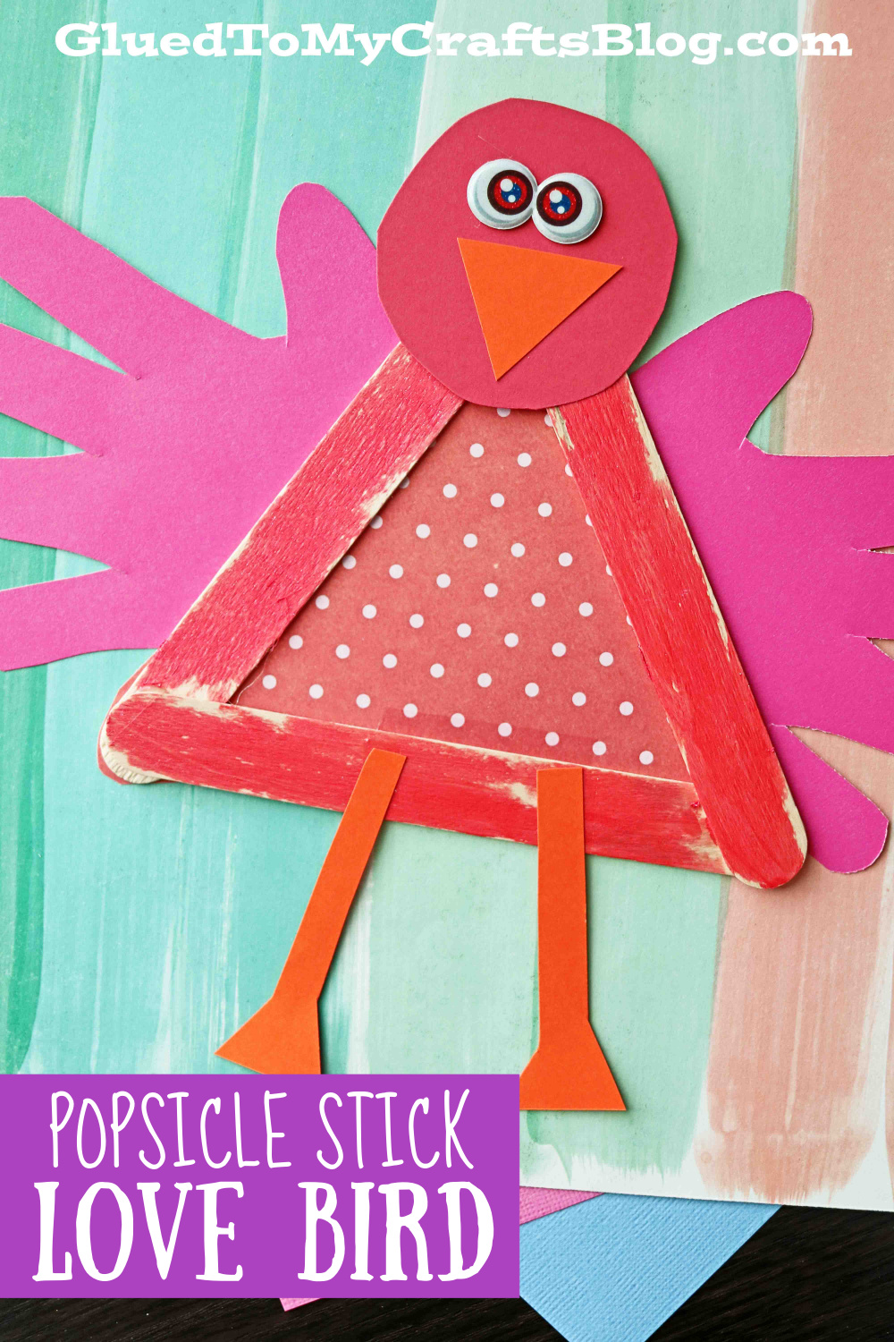 Popsicle Stick Love Bird Craft Idea For Valentine's Day