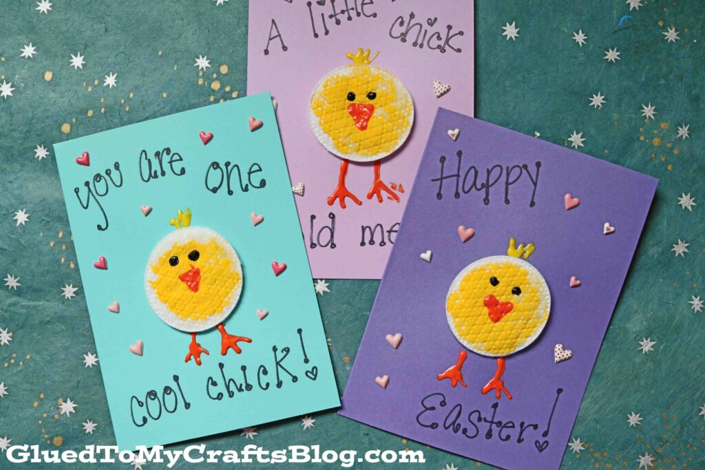 Cotton Pad Easter Chick Cards