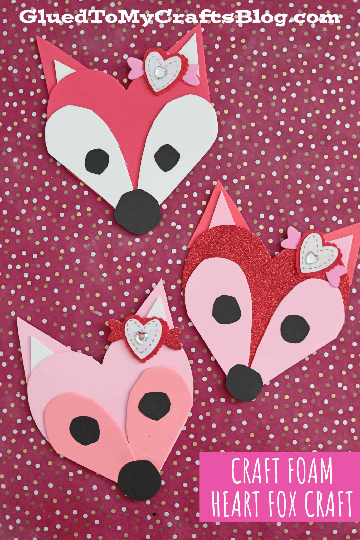 Craft Foam Heart Fox Art Project Idea For Valentine's Day