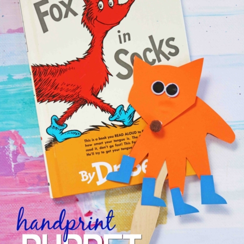 Paper Handprint Fox In Socks Puppet Craft