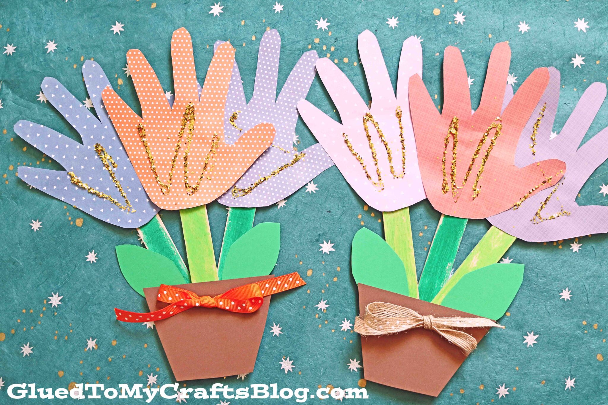 Paper Handprint Flower Bouquet Craft Idea