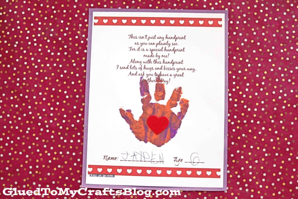 Handprint Mother's Day Poem Keepsake