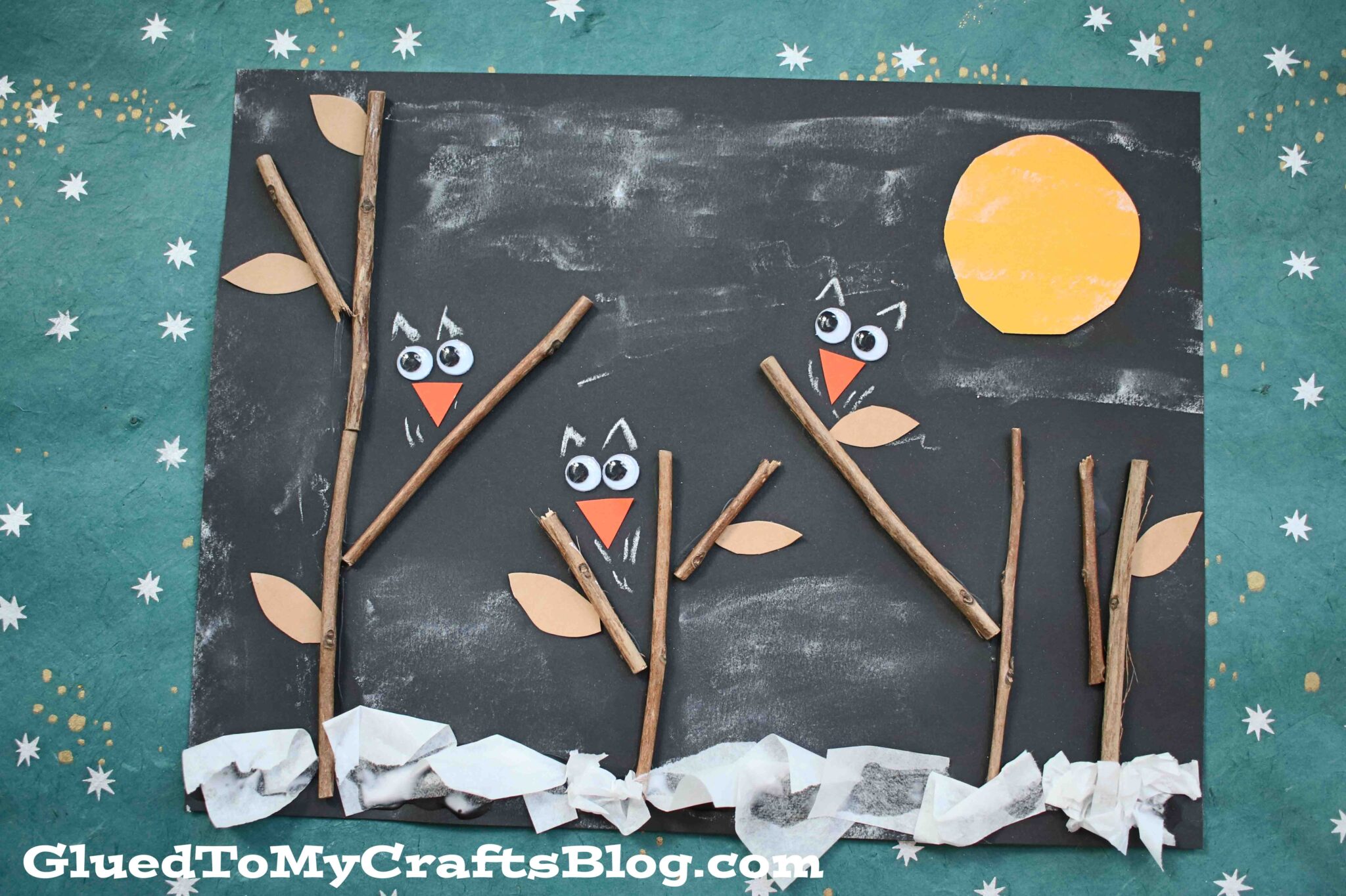 Mixed Media Owls In The Night Craft Idea For Kids