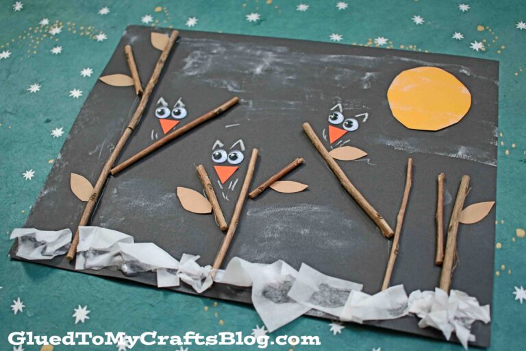 Mixed Media Owls In The Night Craft Idea For Kids