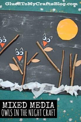 Mixed Media Owls In The Night Craft Idea For Kids