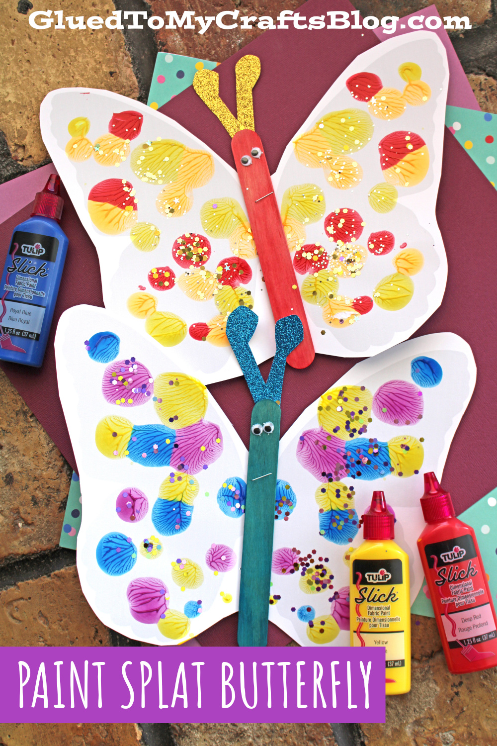 Paint Splat Butterflies On Paper