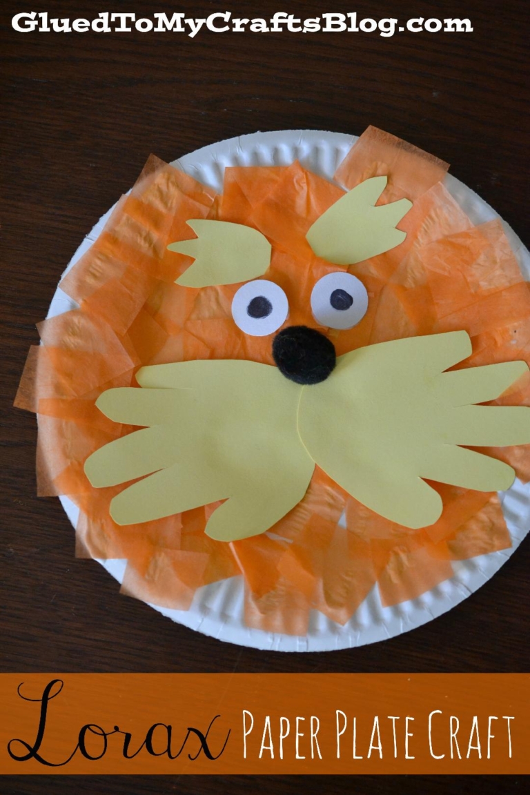 Paper Plate Lorax w/Handprint Beard Craft Idea