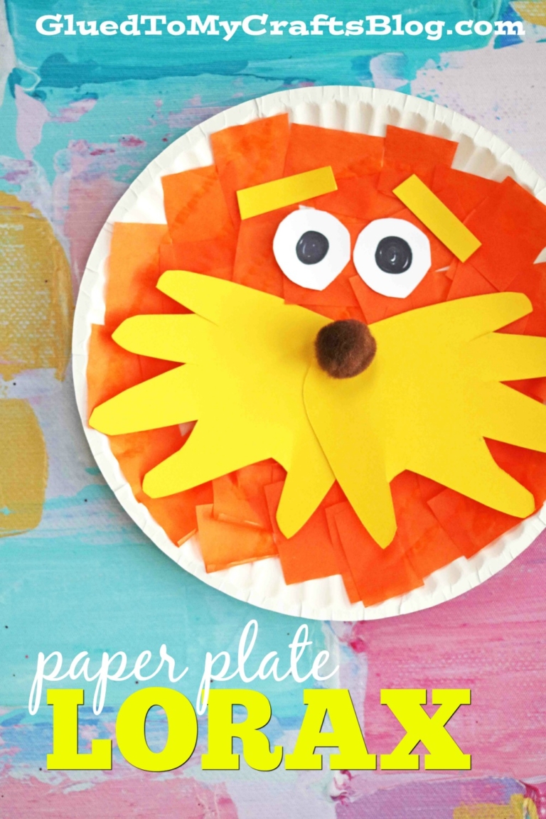 Paper Plate Lorax w/Handprint Beard Craft Idea