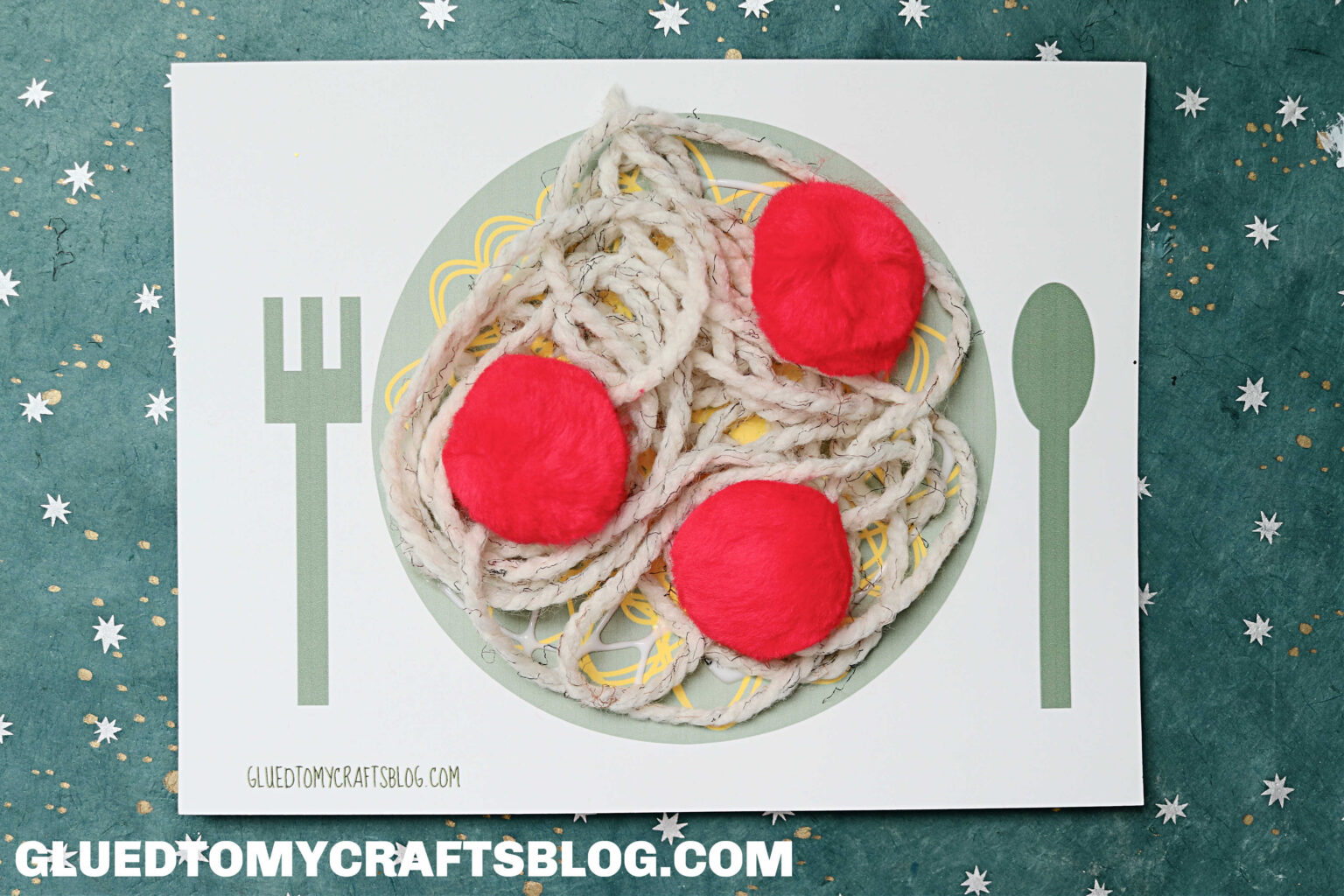 Pom Pom & Yarn Spaghetti Craft Idea For Kids