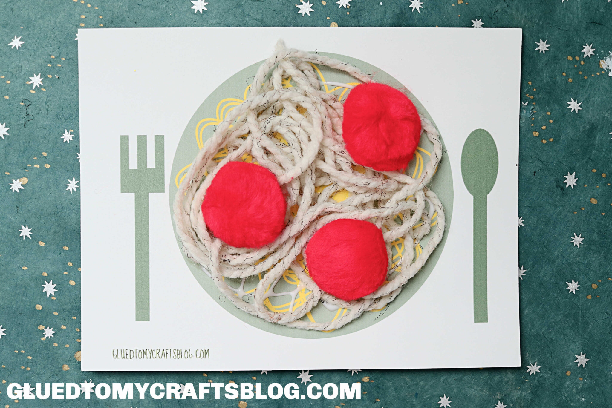 Pom Pom & Yarn Spaghetti Craft Idea For Kids