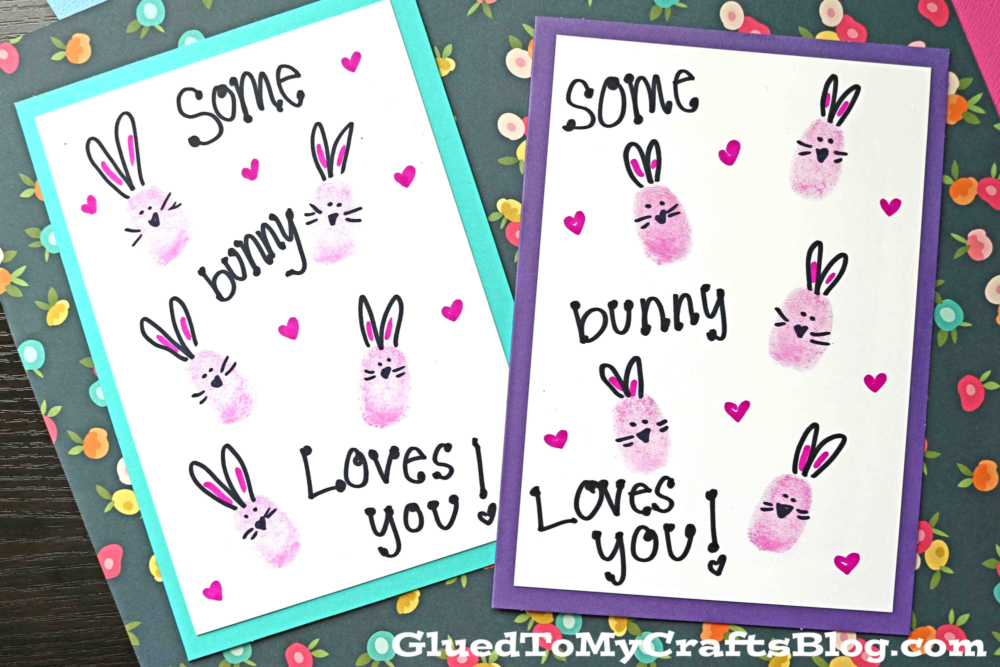 Thumbprint Bunny Cards For Easter