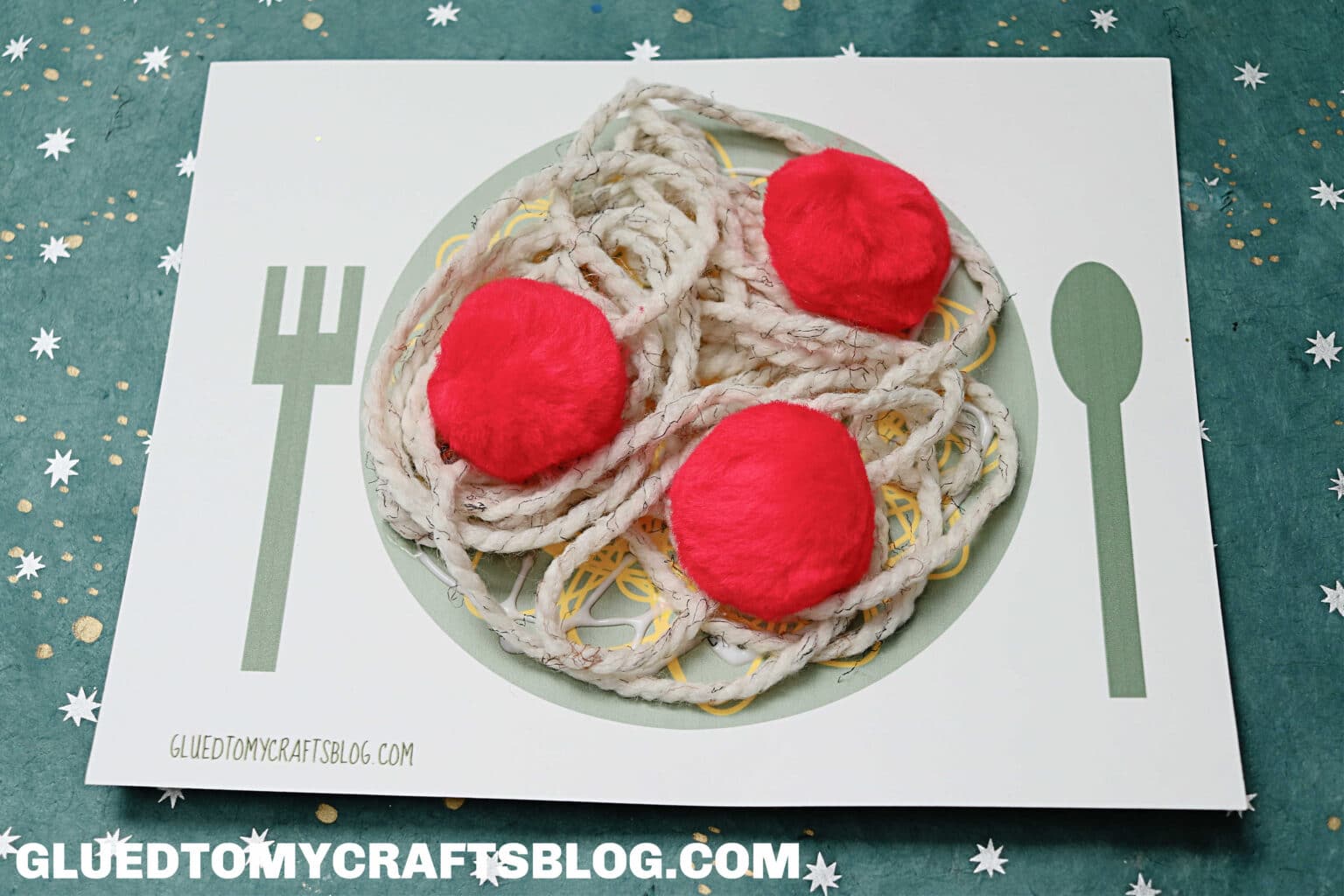 Pom Pom & Yarn Spaghetti Craft Idea For Kids
