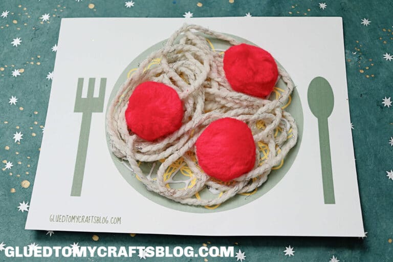 Pom Pom & Yarn Spaghetti Craft Idea For Kids