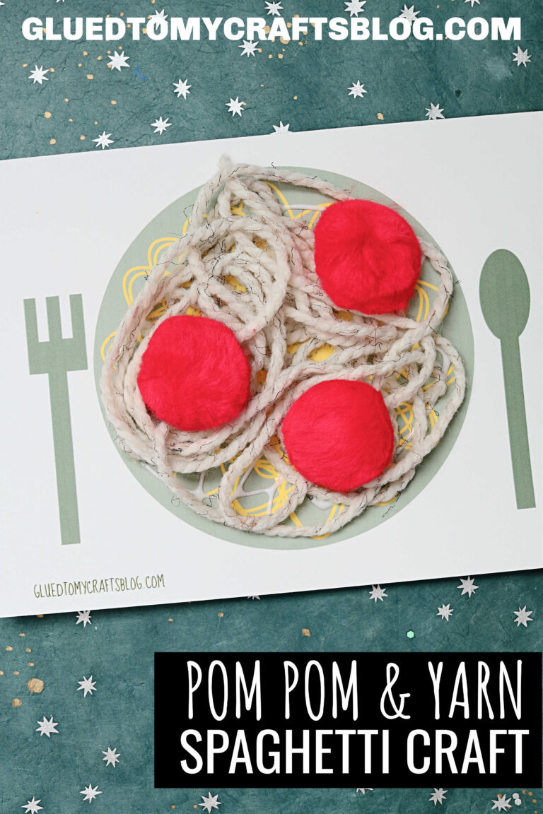 Pom Pom & Yarn Spaghetti Craft Idea For Kids