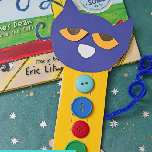 Popsicle Stick Pete The Cat Groovy Buttons Craft Idea
