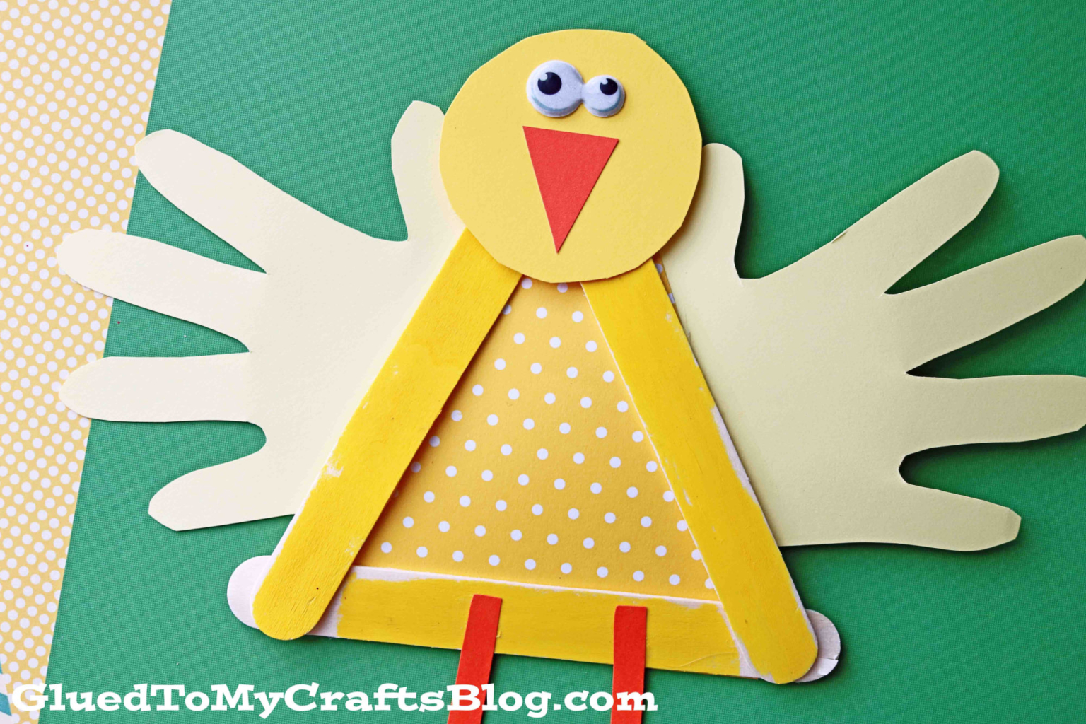 Popsicle Stick & Handprint Baby Chick Craft
