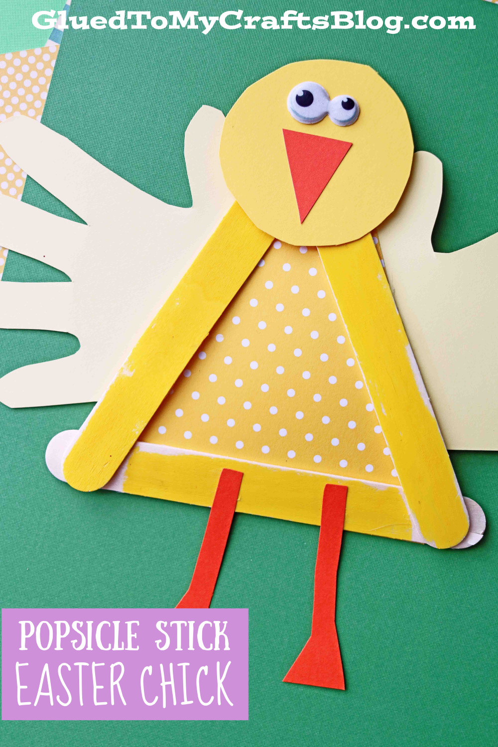 Popsicle Stick & Handprint Baby Chick Craft