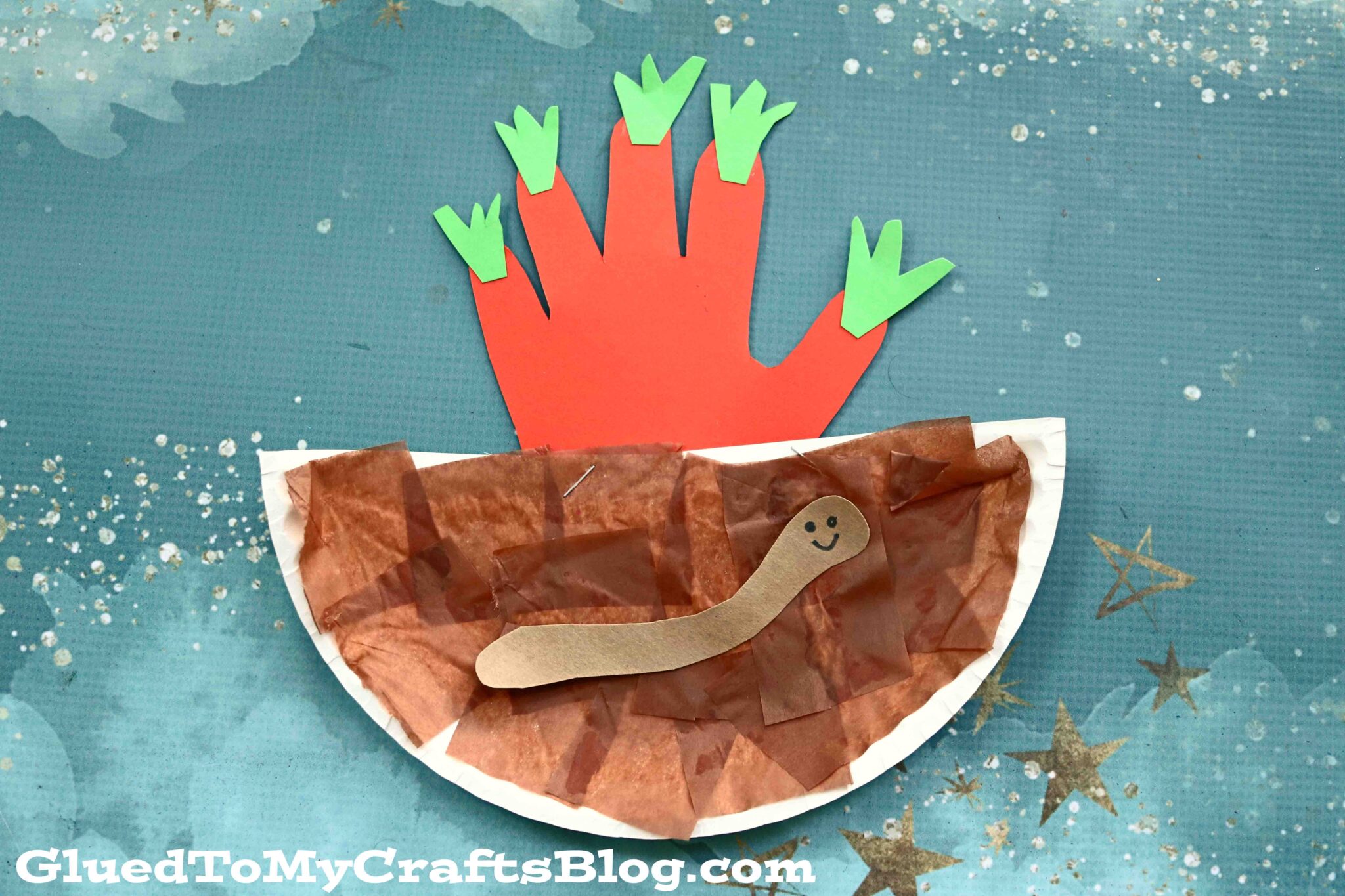 Paper Plate Handprint Carrot Garden Craft