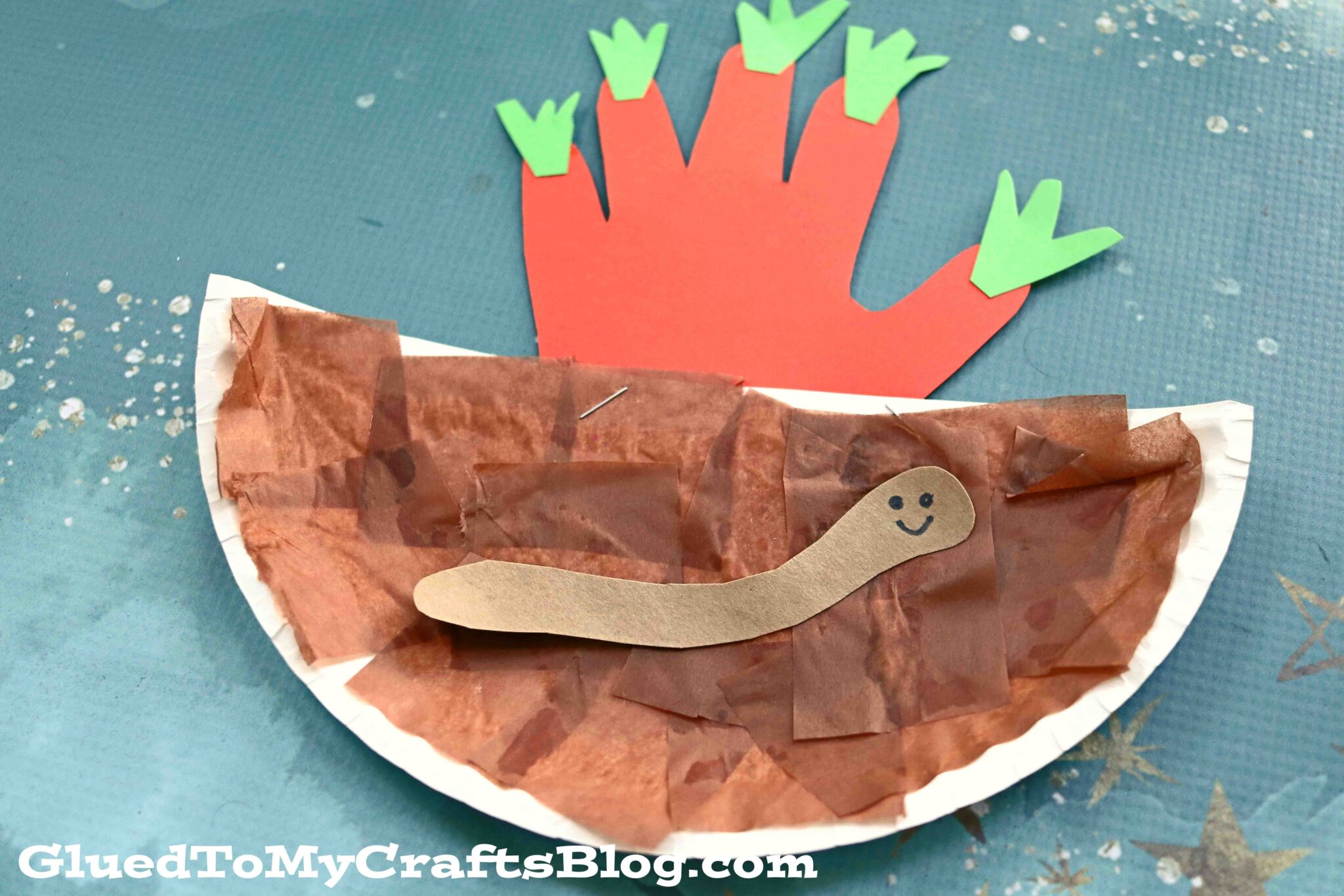Paper Plate Handprint Carrot Garden Craft