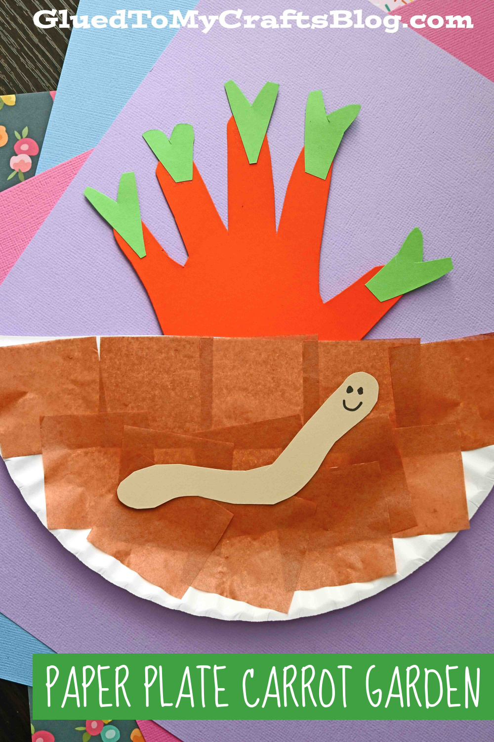 Paper Plate Handprint Carrot Garden Craft