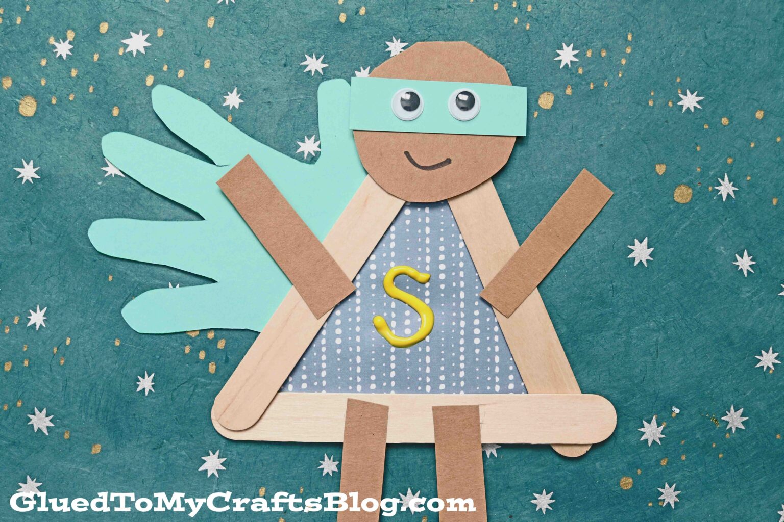 Popsicle Stick Superhero w/Handprint Cape