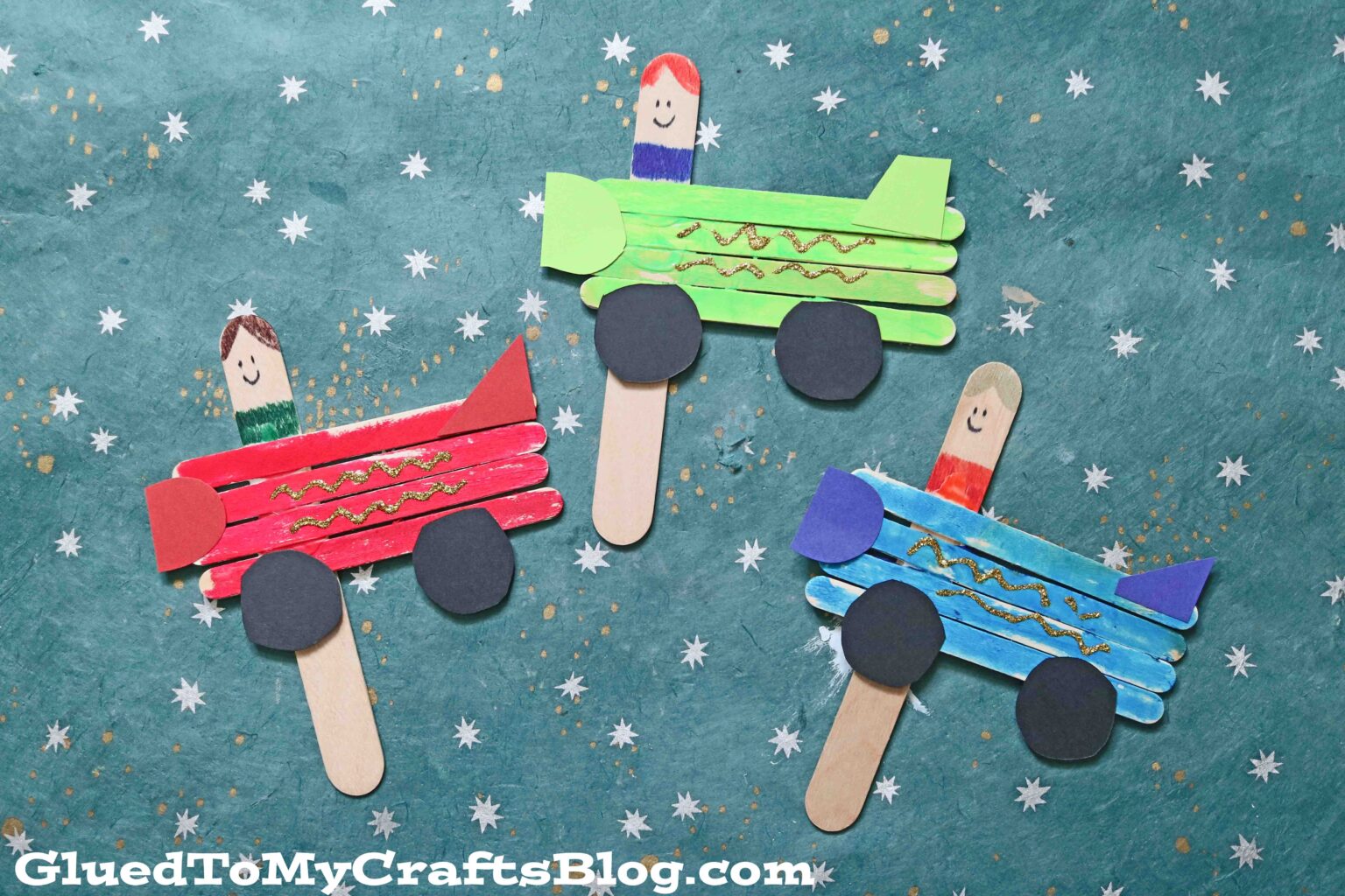 Popsicle Stick Car Puppet Craft Idea