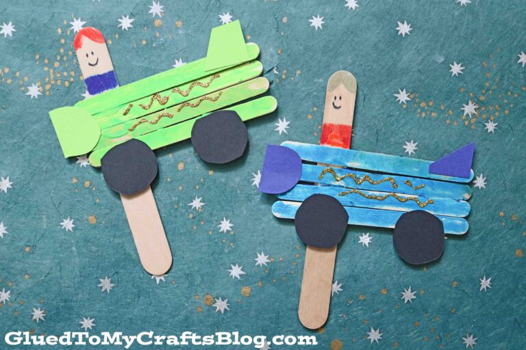 Popsicle Stick Car Puppet Craft Idea