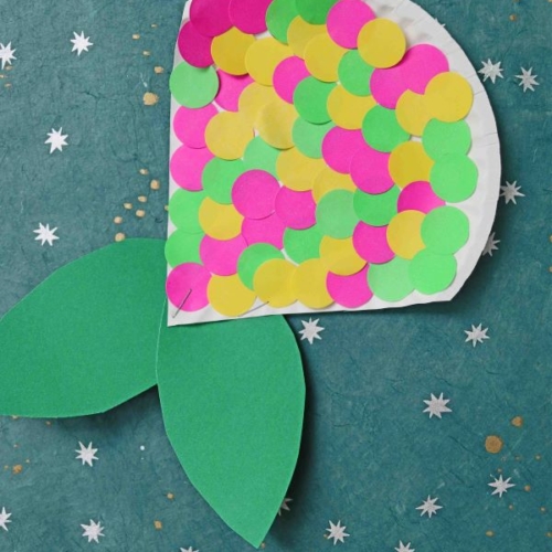 Paper Plate Polka Dot Mermaid Tail Craft Idea
