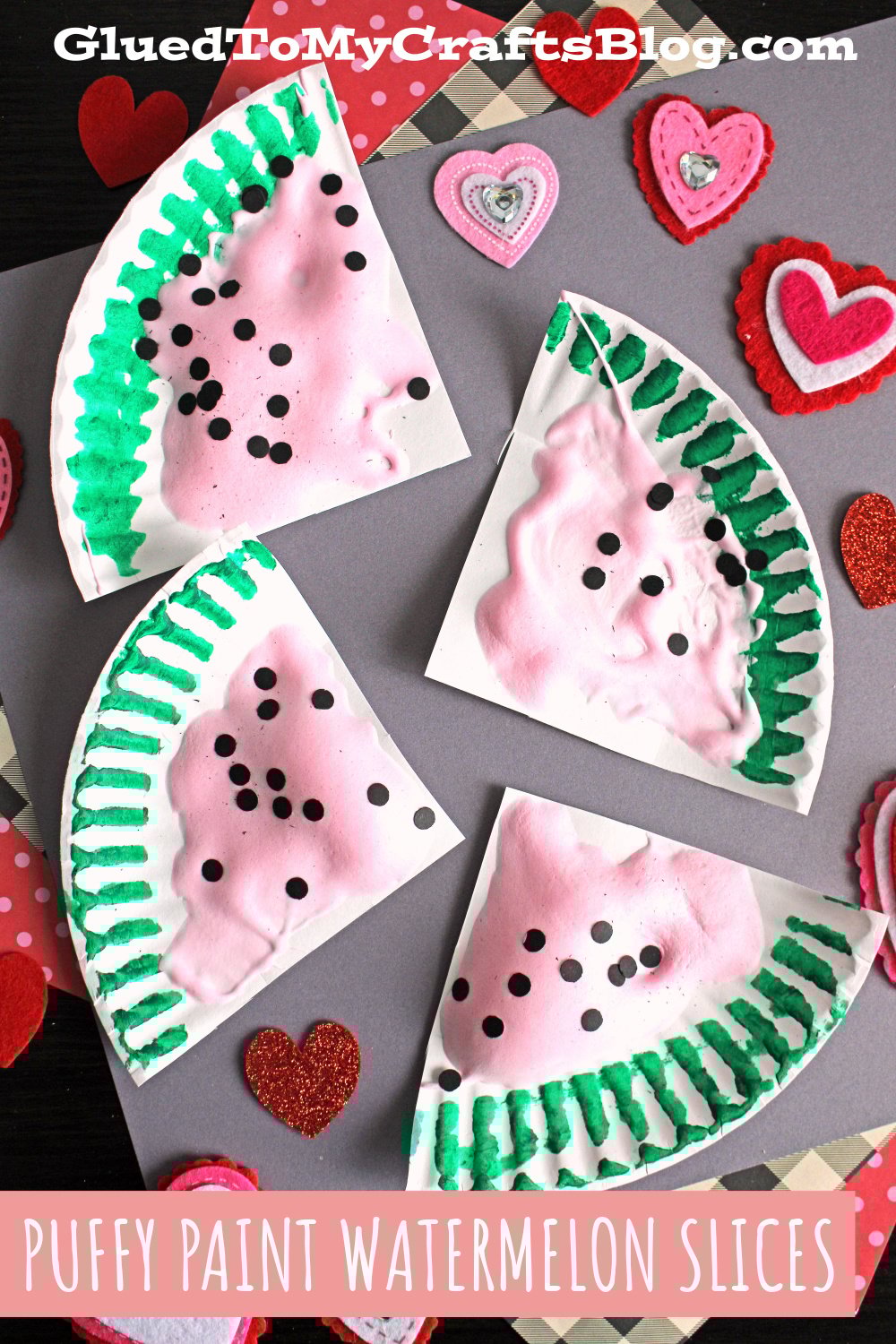 Puffy Paint Watermelon Slice Craft Idea For Kids