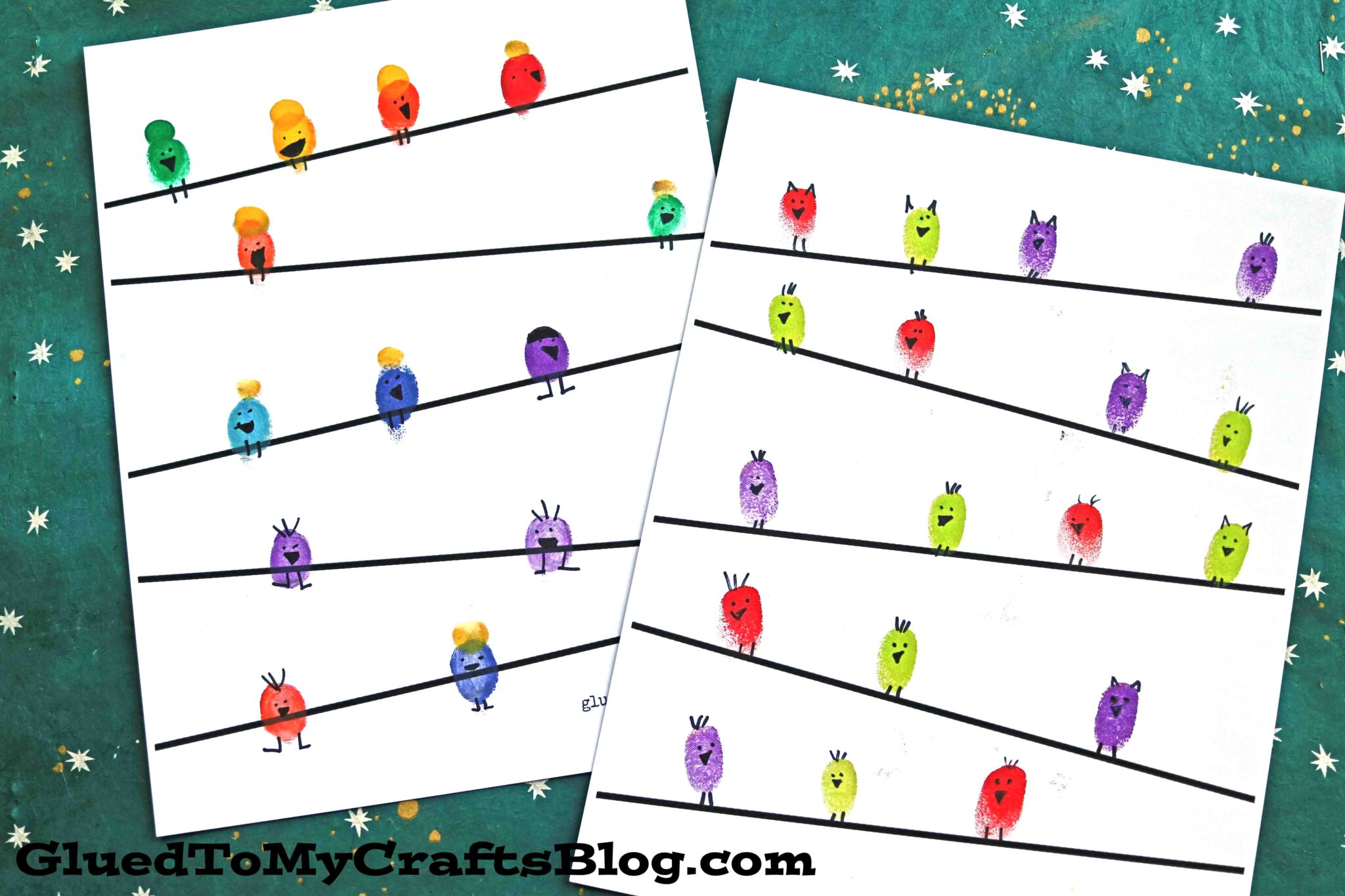 Thumbprint Birds on a Wire Craft