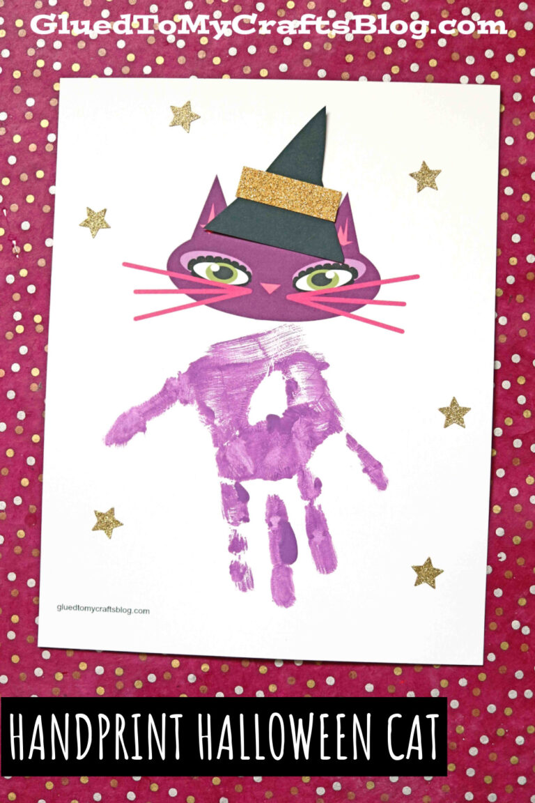 Handprint Halloween Purple Cat Keepsake
