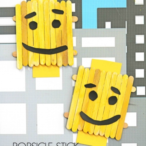 Popsicle Stick Lego Head Craft Idea