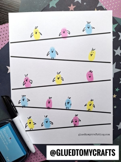 Thumbprint Birds on a Wire Craft